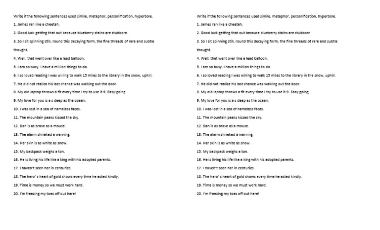 Figures of Speech Quiz | PDF