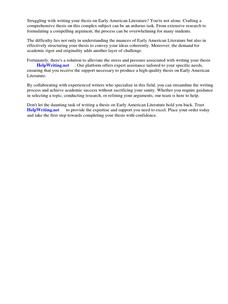 Thesis On Early American Literature | PDF | Mark Twain | American ...