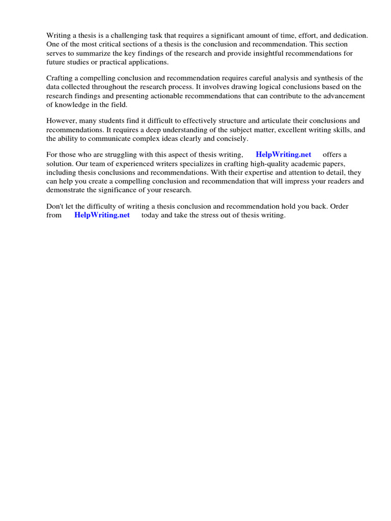 Conclusion and Recommendation in Thesis Writing | PDF | Essays | Experiment