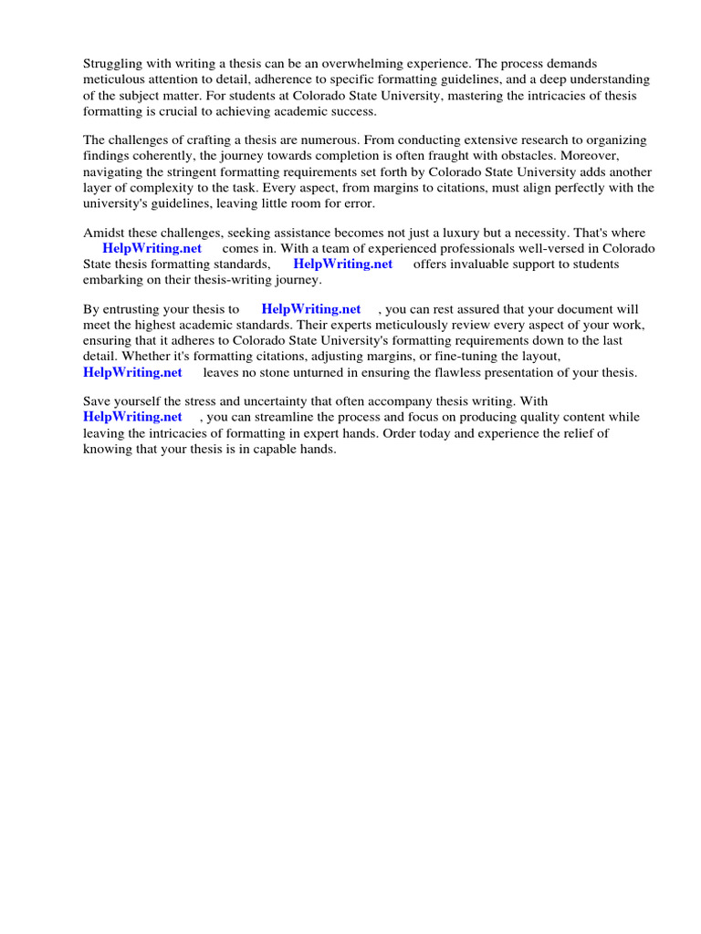Colorado State Thesis Formatting | PDF Colorado State Thesis Formatting | PDF