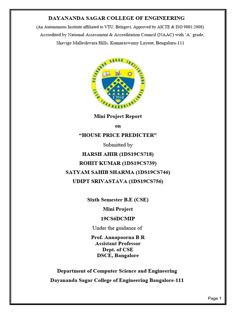 Mini Project Report Format | PDF | Regression Analysis | Real Estate ...