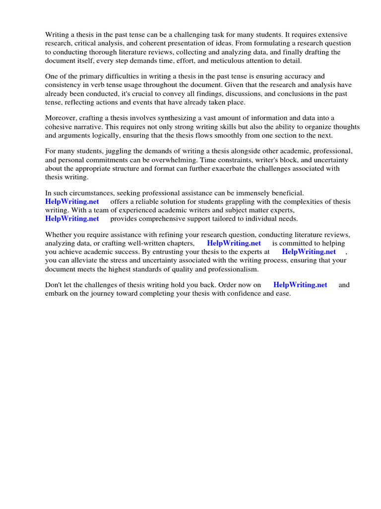 Thesis Writing Past Tense | PDF | Grammatical Tense | Thesis