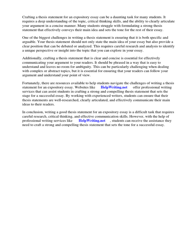 How To Write A Good Thesis Statement For An Expository Essay | PDF ...