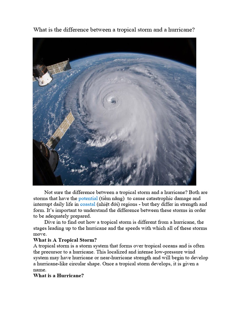 What is the difference between a tropical storm and a hurricane | PDF ...