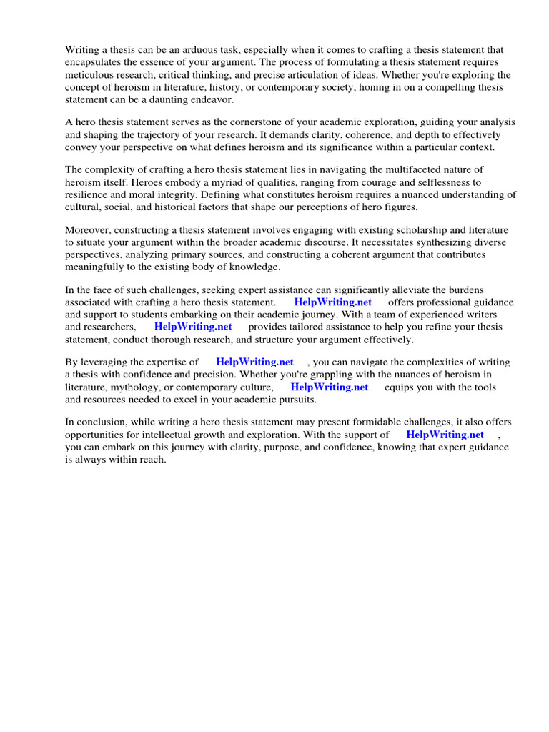 What Is A Hero Thesis Statement | Download Free PDF | Hero | Courage