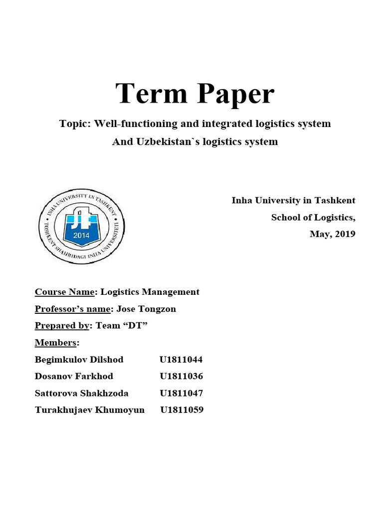 LM Term Paper - Final Version | PDF | Logistics | Automation