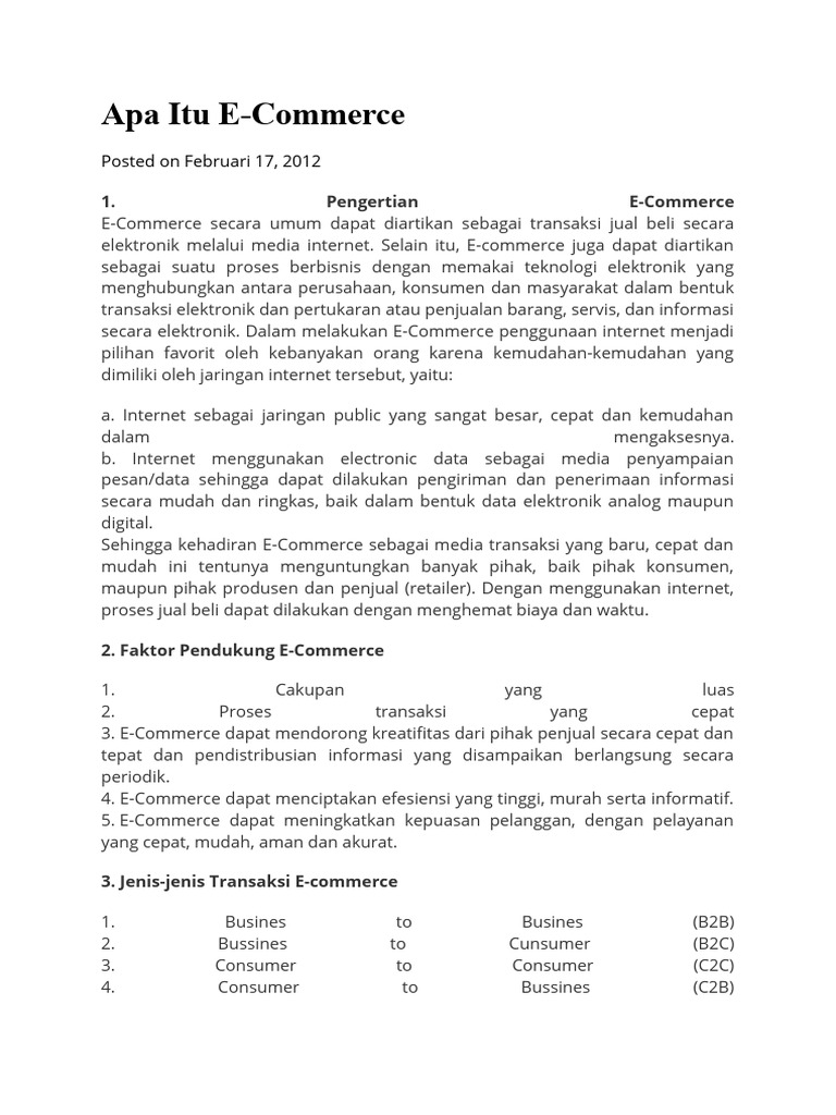 Apa Itu E-Commerce | PDF