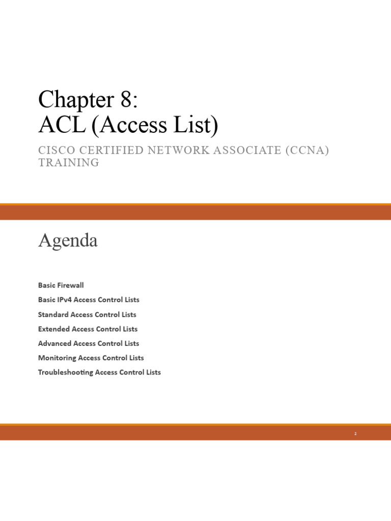 Chapter 8 Access Control Lists (ACL) | PDF | Ip Address | Firewall (Computing)