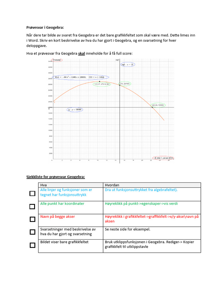 Eksempel På Svar Geogebra 1T | PDF