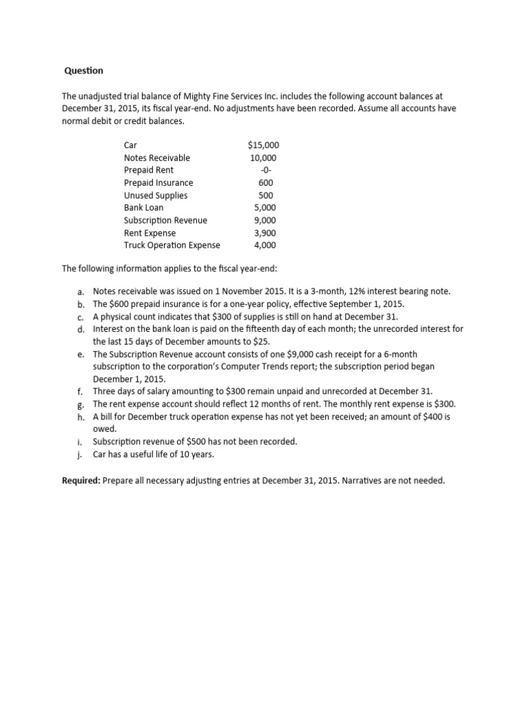 Class Practice Qs 4 - Adjusting Entries | PDF | Expense | Interest