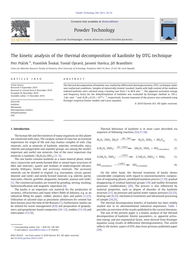 GN - PAP - P.Ptacek F.Soukal - 2011 - The Kinetic Analysis If The Thermal Decomposition of ...