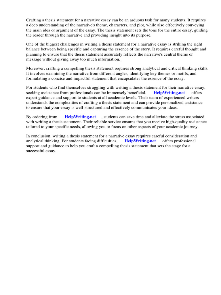 How To Write A Thesis Statement Narrative Essay | PDF | Essays | Narrative