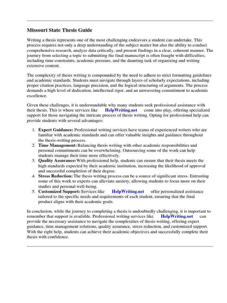 Missouri State Thesis Guide | PDF | Thesis | Written Communication
