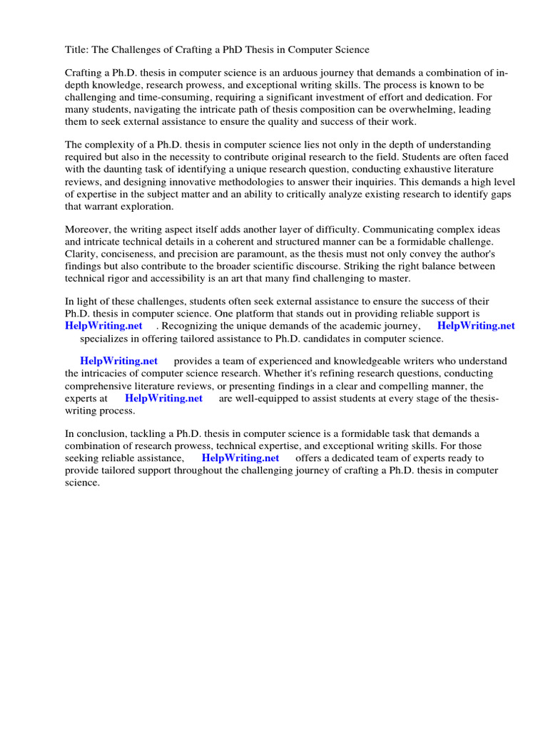 PHD Thesis Computer Science | PDF | Career & Growth | Art