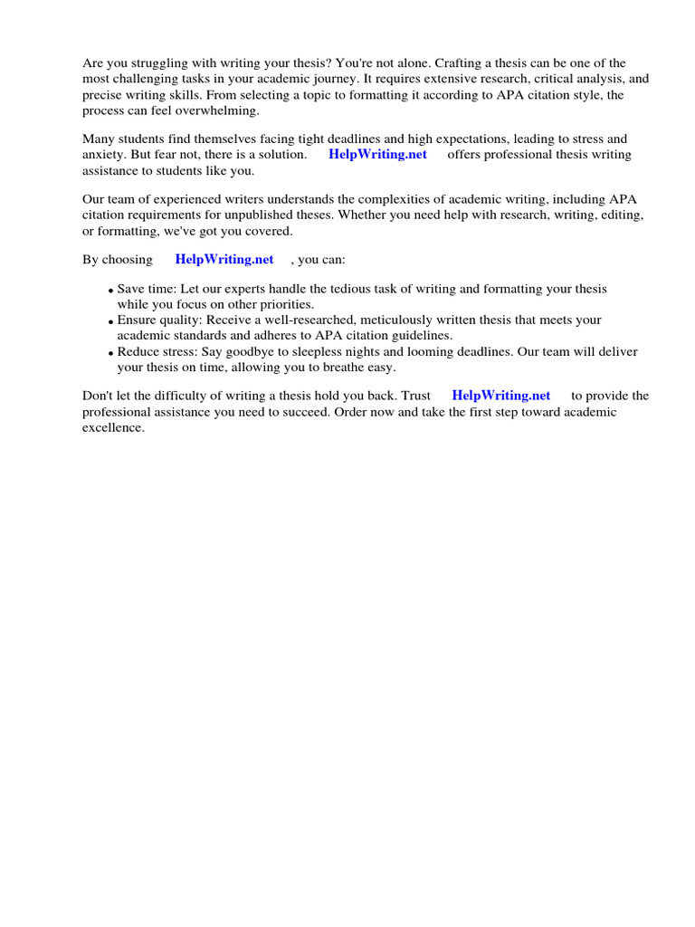 Unpublished Thesis Apa Citation | PDF