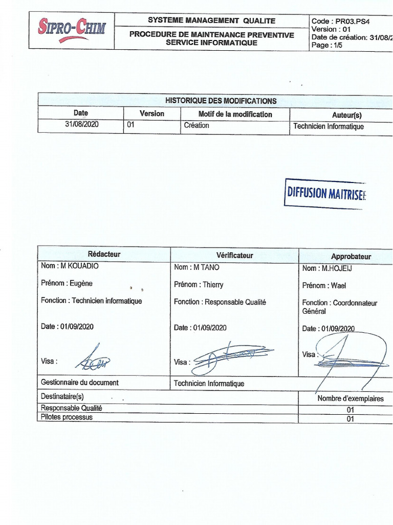 Pr03.Ps4 Procedure de Maintenance Preventive Service Informatique | PDF