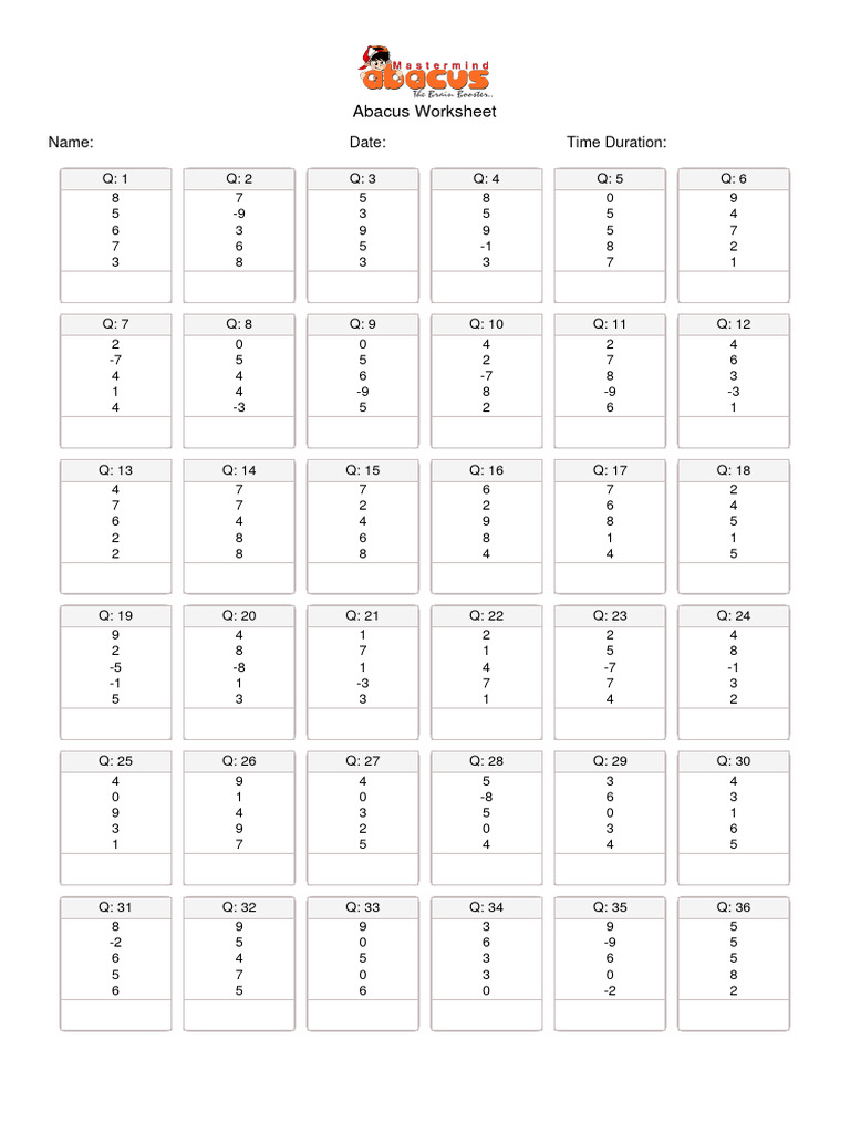 Addition Subtraction 100 | PDF