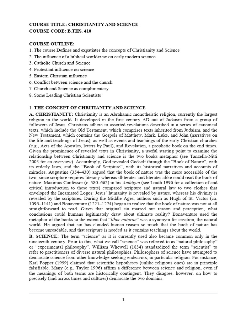 Christianity and Science | PDF | Creationism | Relationship Between ...