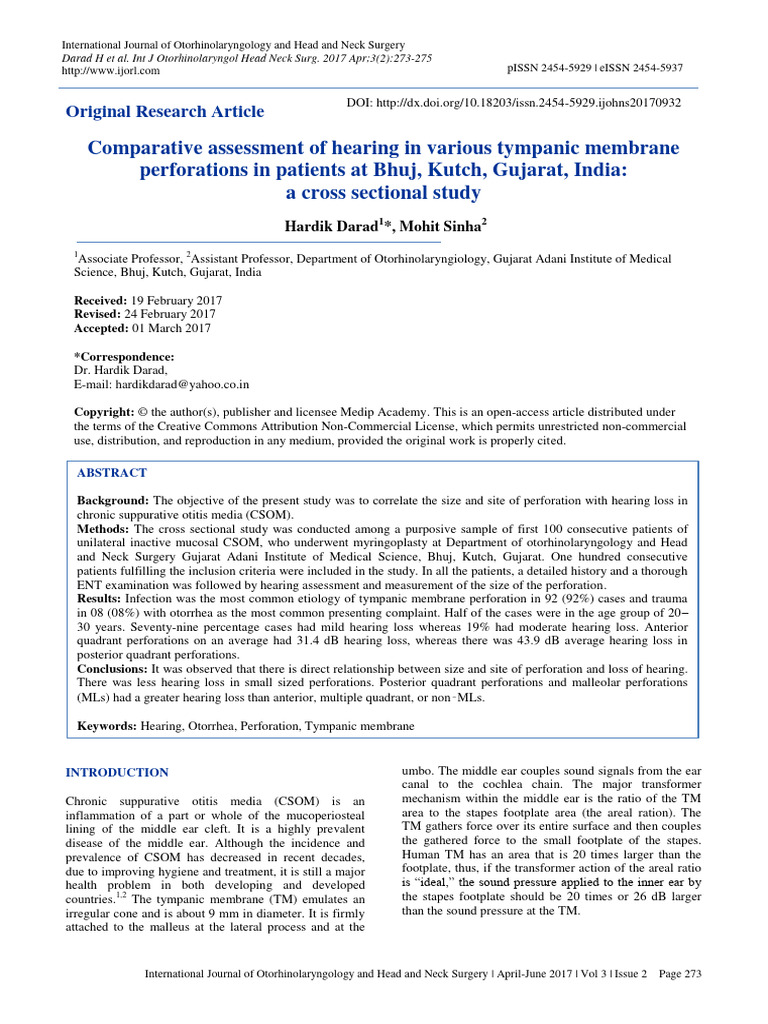 TM Perforation Article | PDF | Clinical Medicine | Medical Specialties