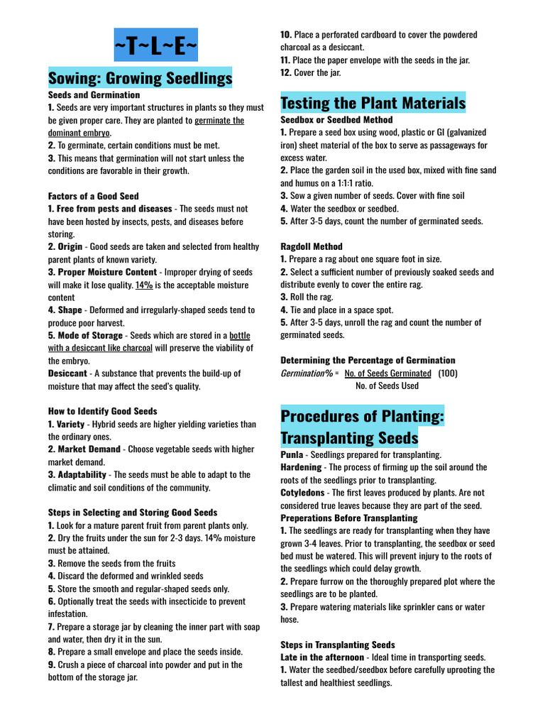 TLE-Agriculture 9 Reviewer Q2 | PDF | Seed | Manure