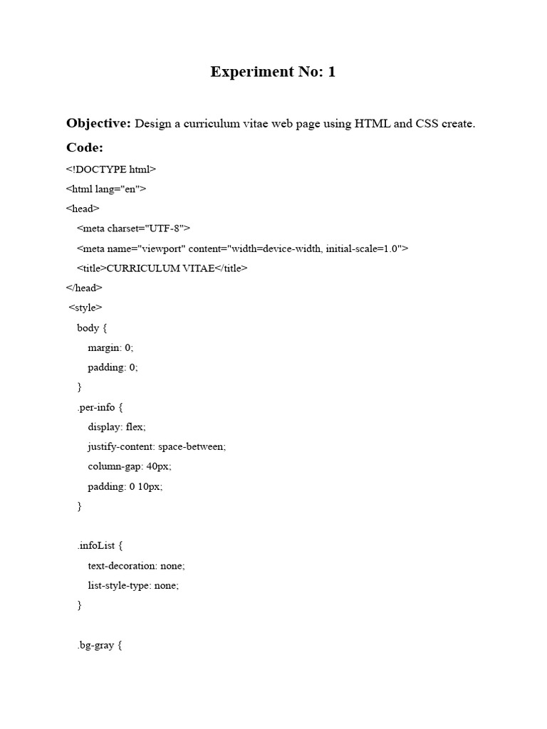 Experiment No 1 | PDF