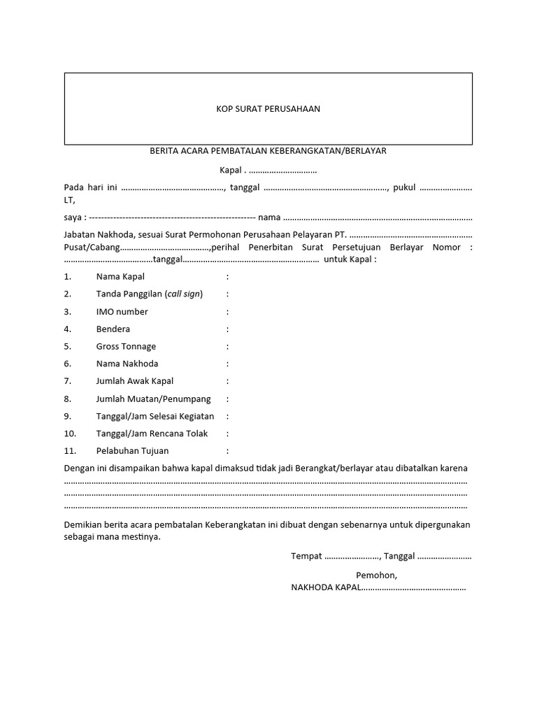 Ba Permohonan Pembatalan Keberangkatan | PDF | Bisnis | Sejarah