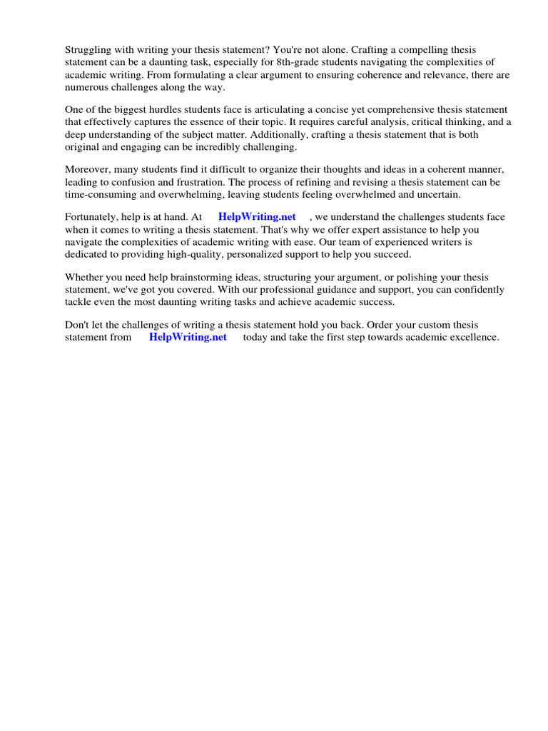 Examples of Thesis Statements 8th Grade | PDF | Essays | Thesis