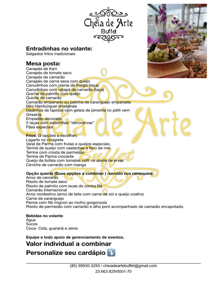 Buffet Variado: Entradas e Pratos Quentes | PDF | Queijo | Culináriar
