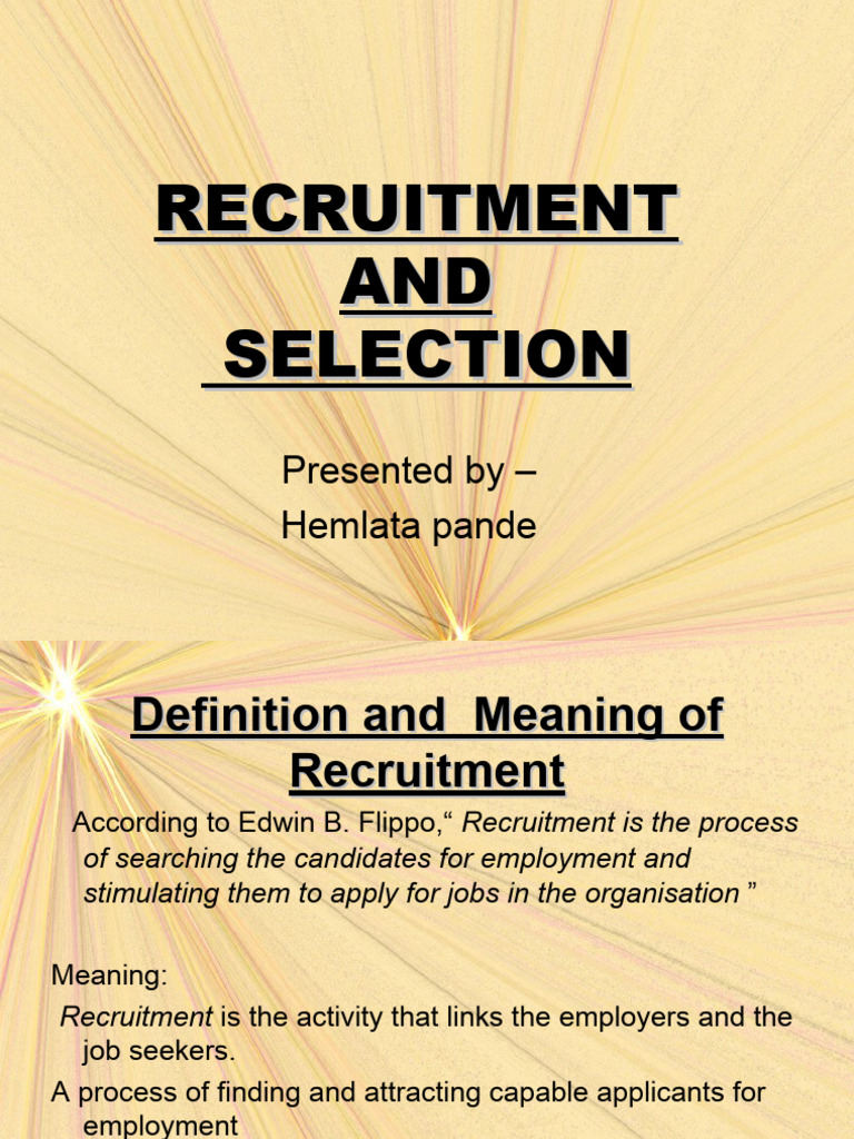Recruitment and Selection Process Overview | PDF | Recruitment ...