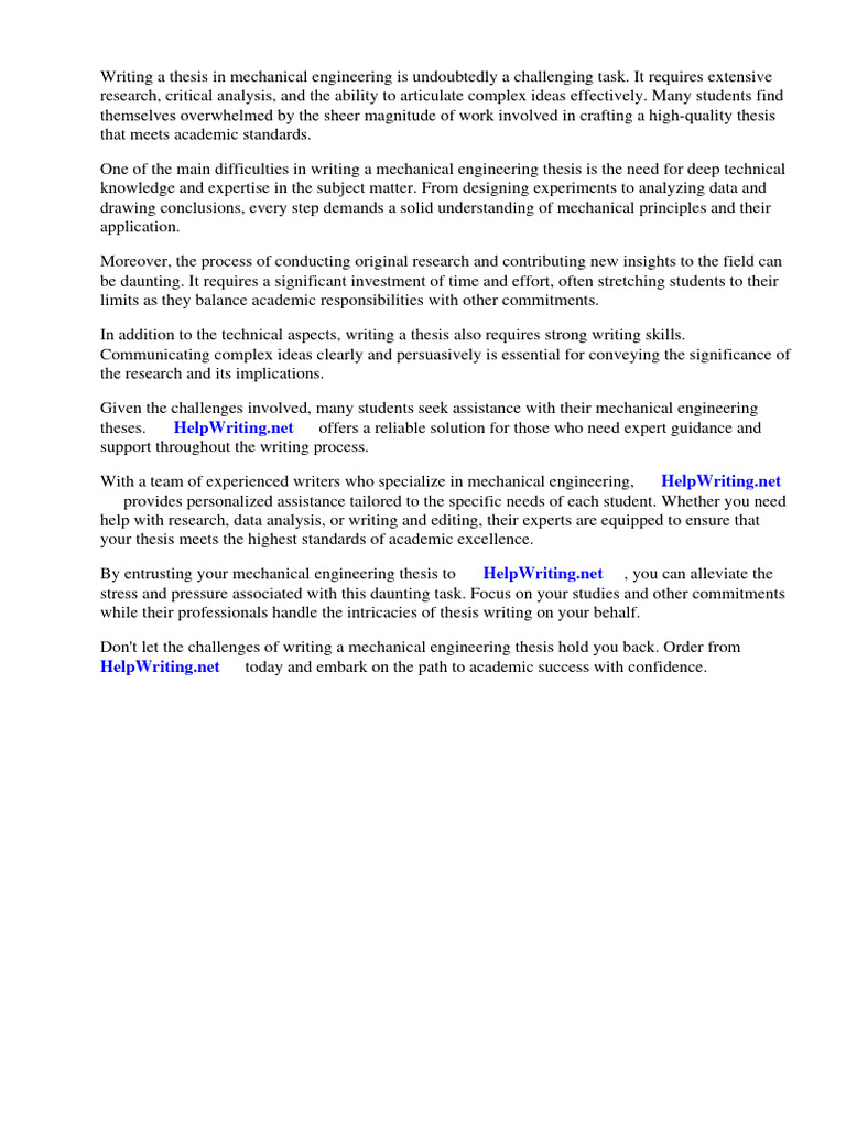 Mechanical Engineering Thesis Statement | PDF | Thesis | Expert Mechanical Engineering Thesis Statement | PDF | Thesis | Expert