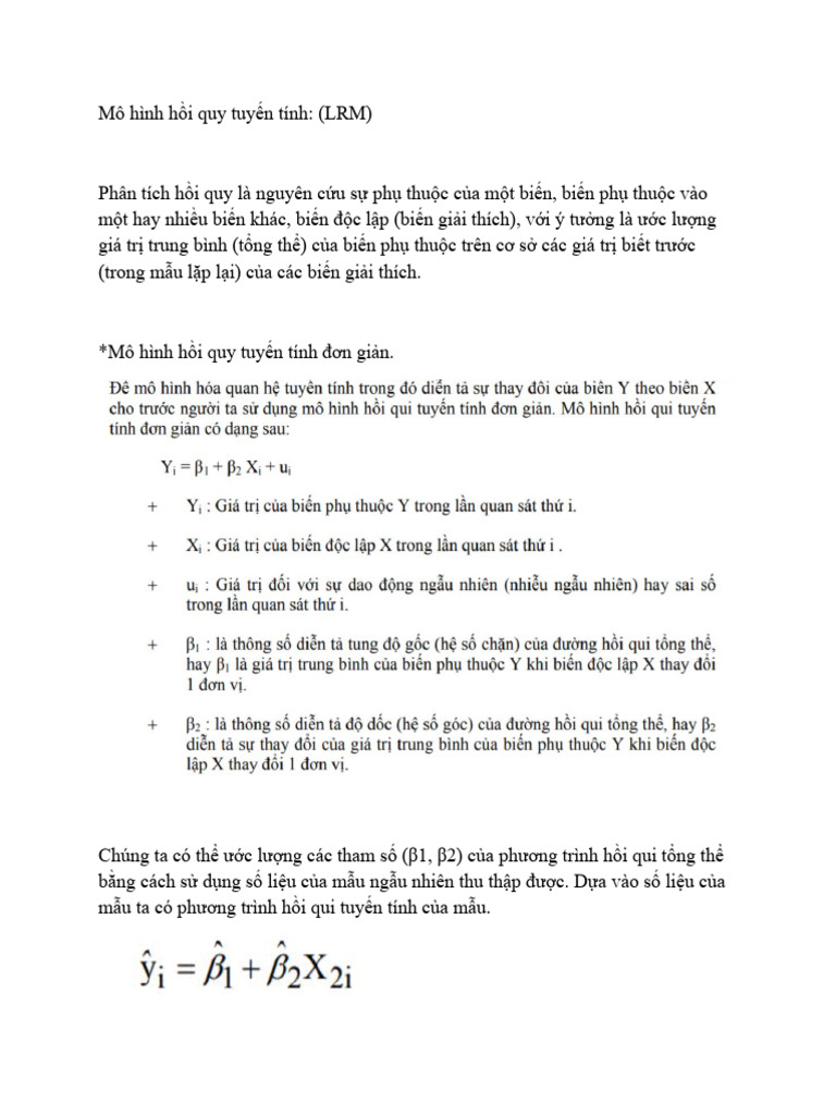 Mô Hình Hồi Quy Tuyến Tính Btl | PDF