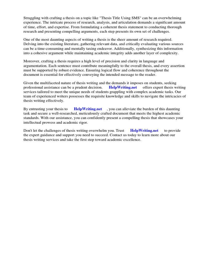 Thesis Title Using Sms | PDF | Thesis | Mobile App