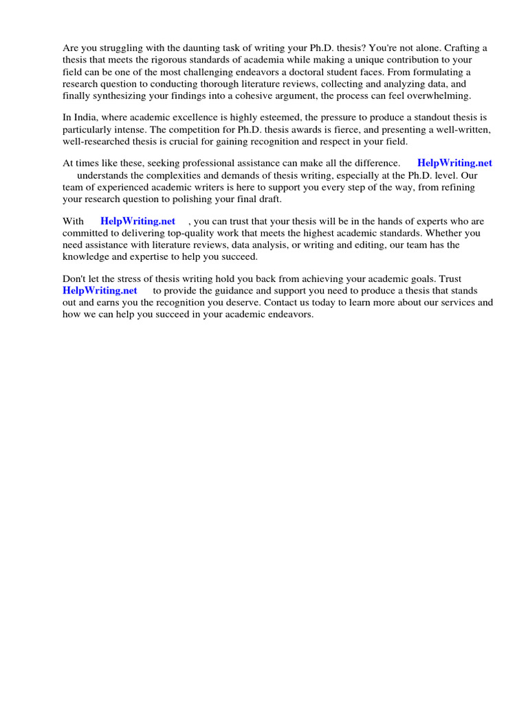 PHD Thesis Award India | PDF