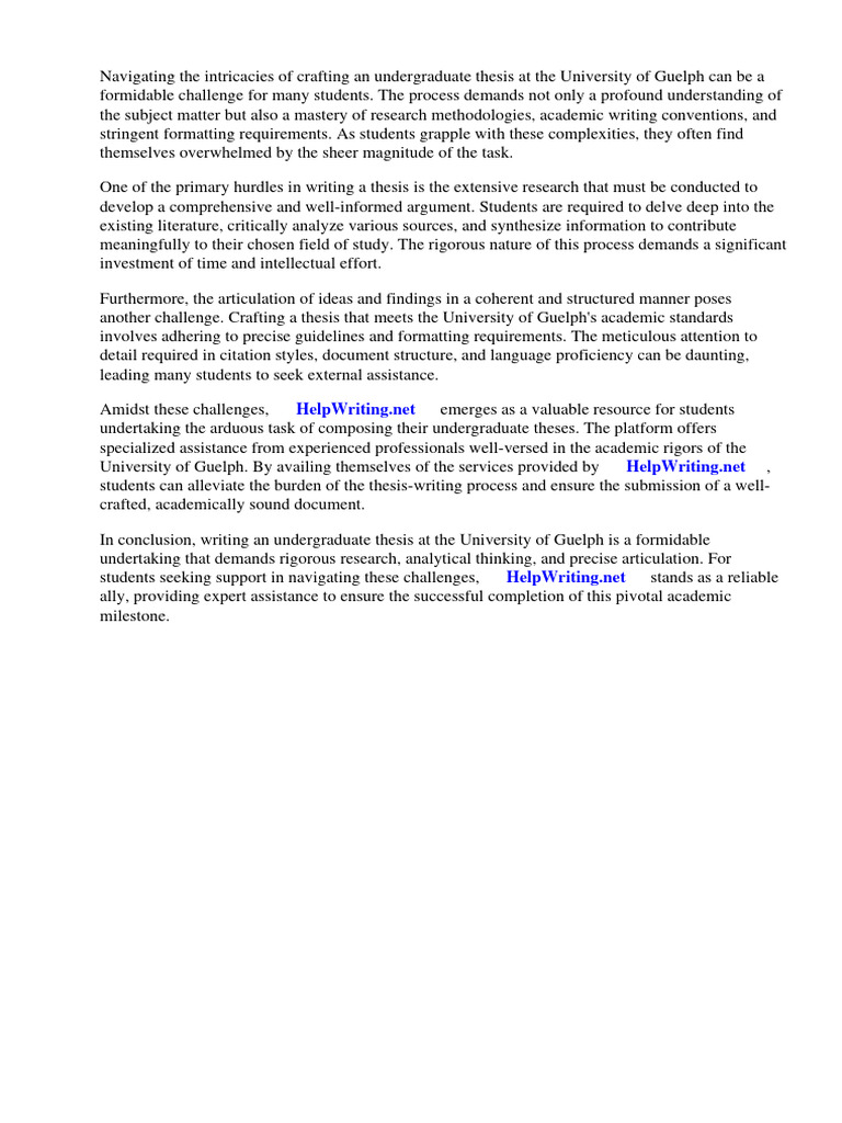 University of Guelph Undergraduate Thesis | PDF