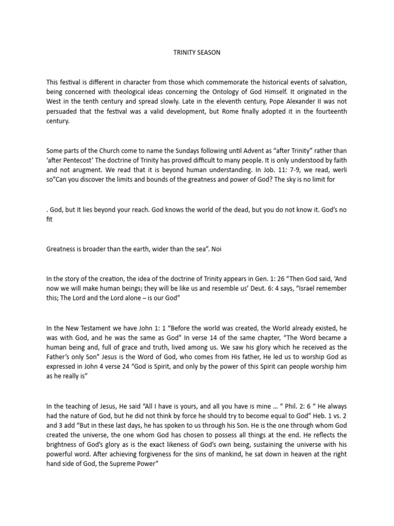 Trinity Season | PDF | God The Father | Trinity