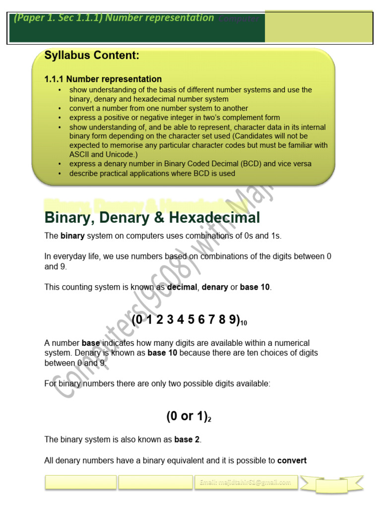 Number Representation | PDF | Decimal | Notation