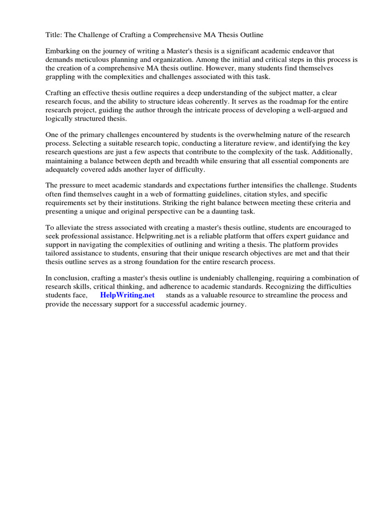 Ma Thesis Outline | PDF | Thesis | Information