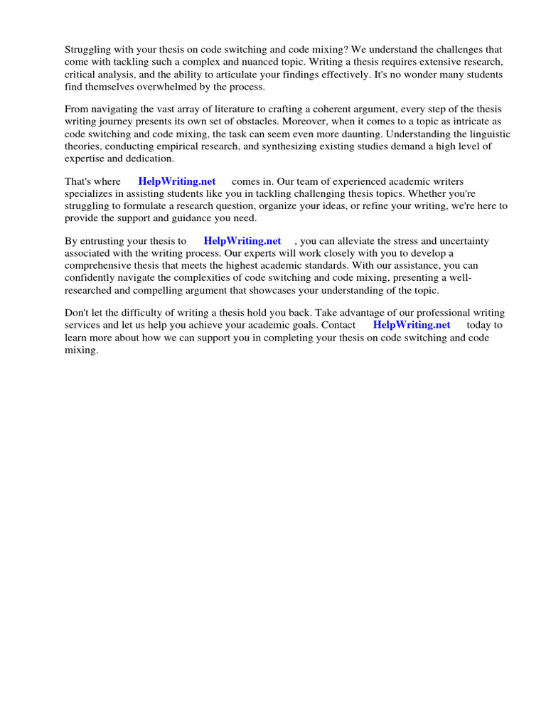 Thesis On Code Switching and Code Mixing | PDF