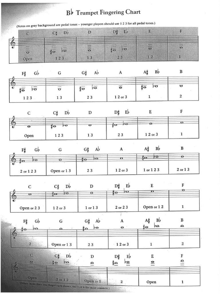 Trumpet Fingering and Scales | PDF