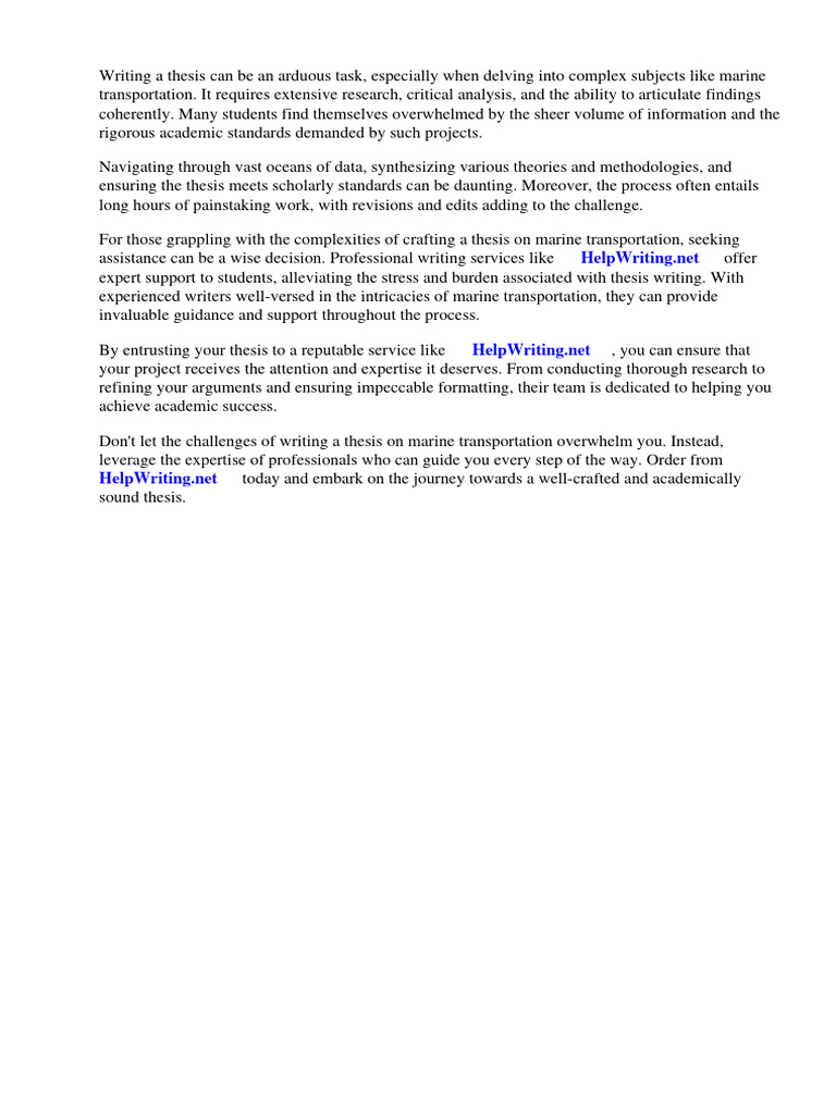 Marine Transportation Sample Thesis | PDF | Ships | Leadership