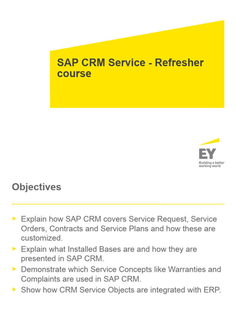 SAP CRM Service - Refresher Course | PDF | Business