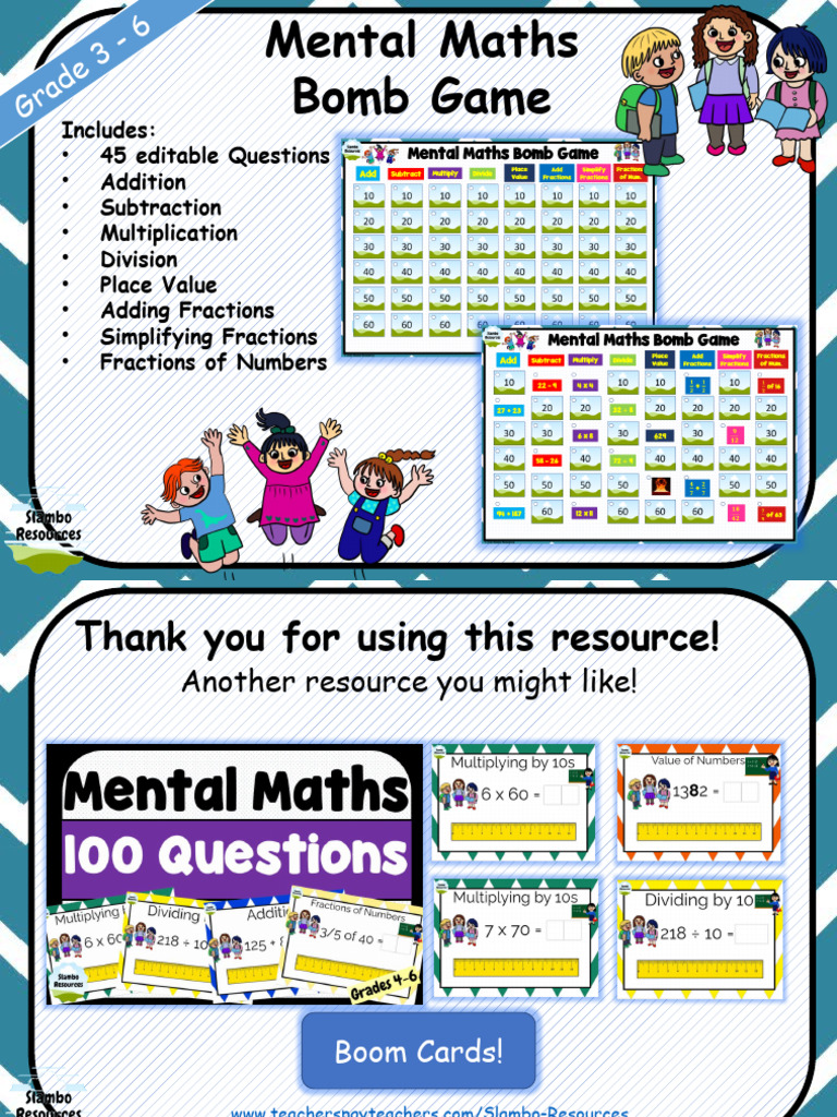 Mental Maths Bomb Game | Download Free PDF | Mathematics | Arithmetic