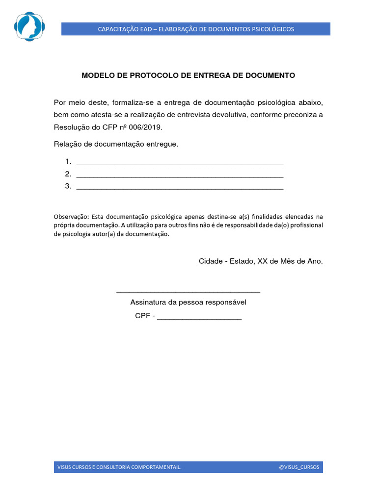 PROTOCOLO DE ENTREGA MODELO | PDF