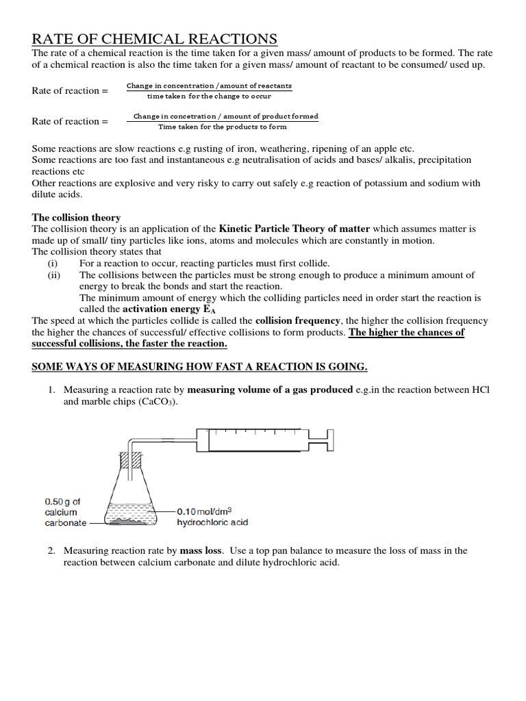 Rate of Reaction Notes | PDF