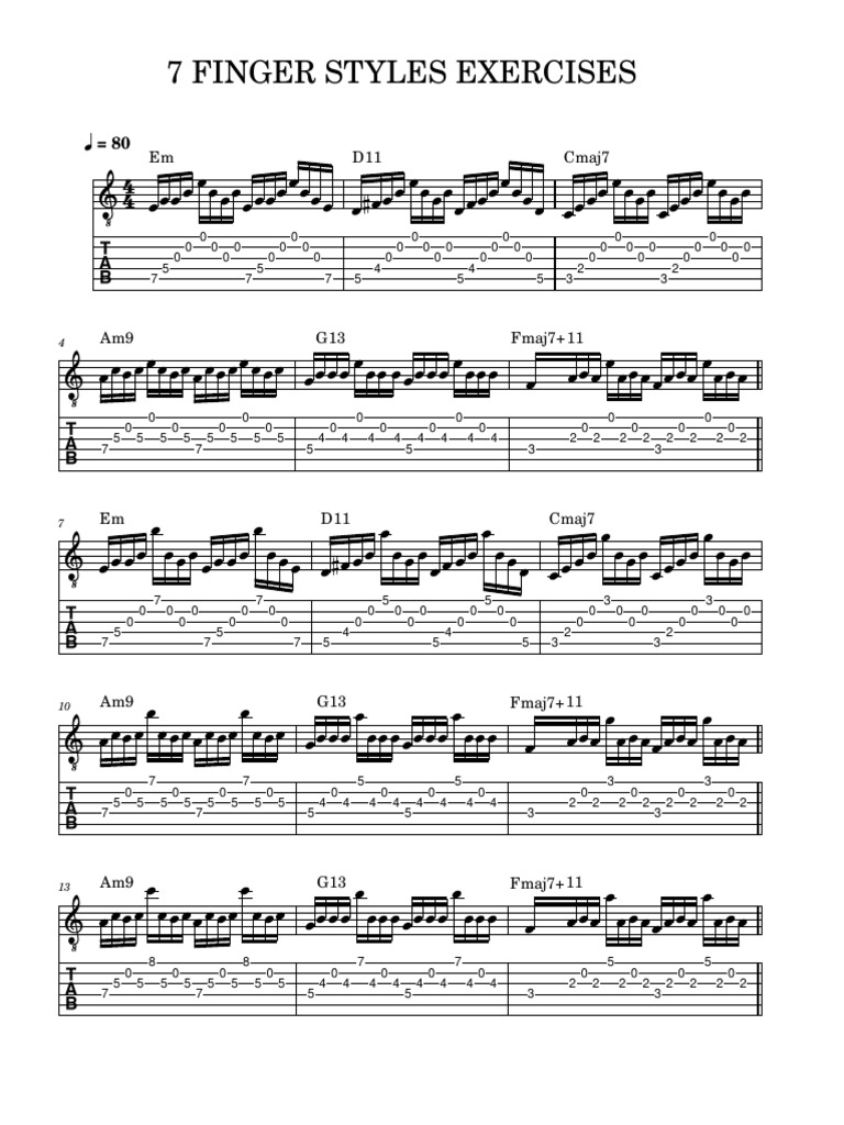 7 Finger Styles Exercises | PDF