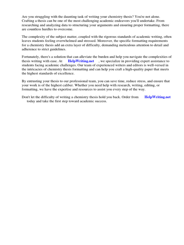 Chemistry Thesis Format | PDF | Thesis | Doctor Of Philosophy