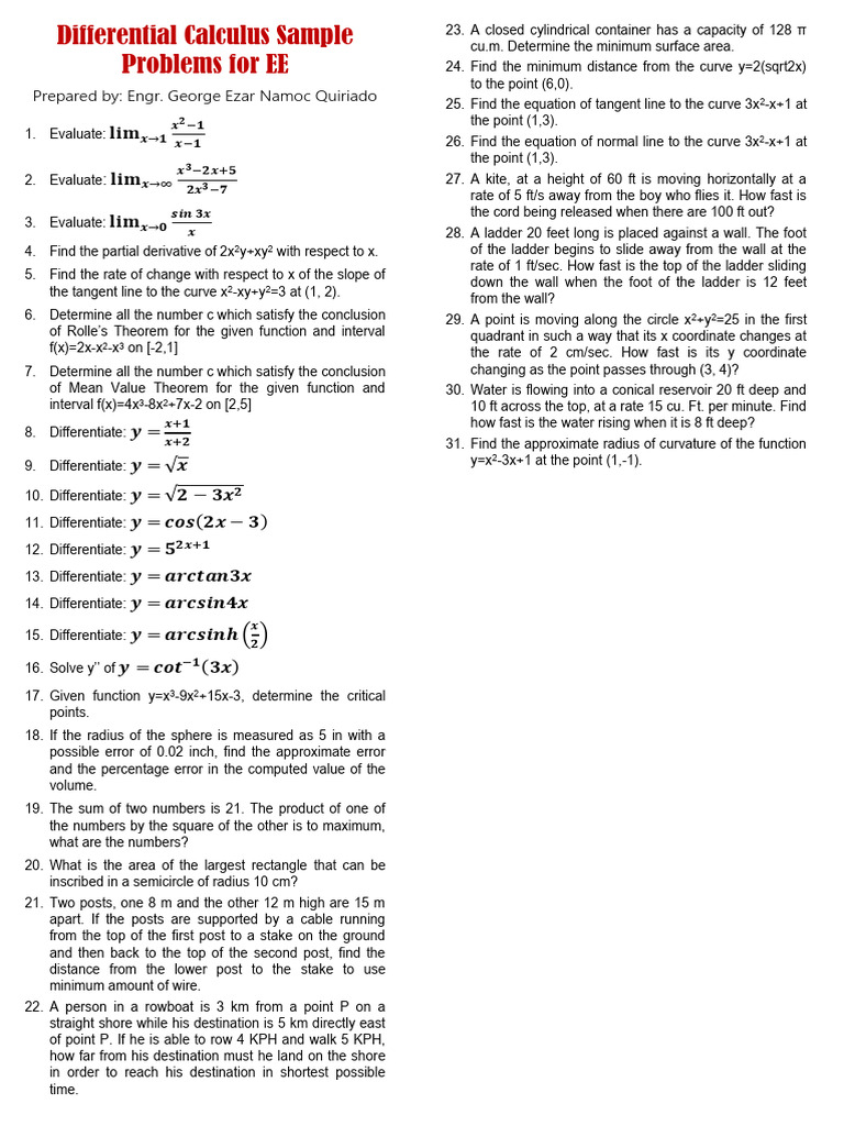 DIfferential Calculus | PDF | Differential Calculus | Tangent
