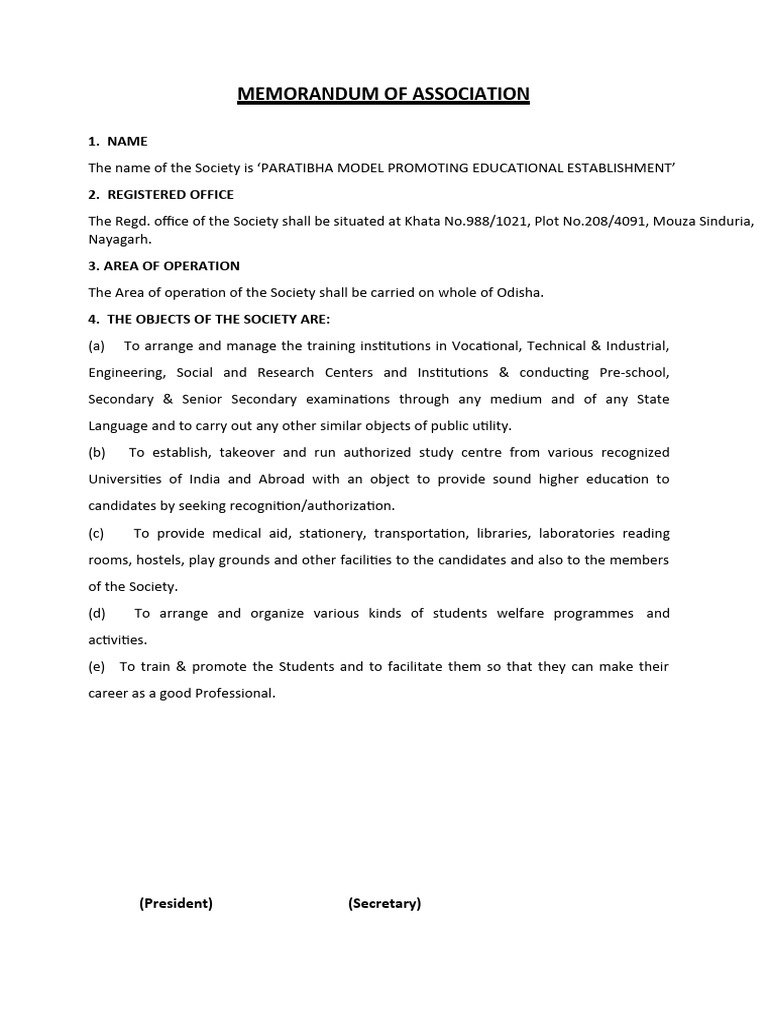 Sample MOA Education | PDF | Board Of Directors | Government