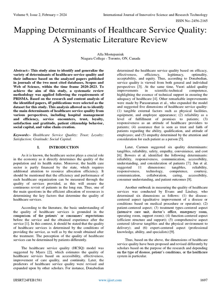 Mapping Determinants of Healthcare Service Quality: A Systematic Literature Review | Download ...