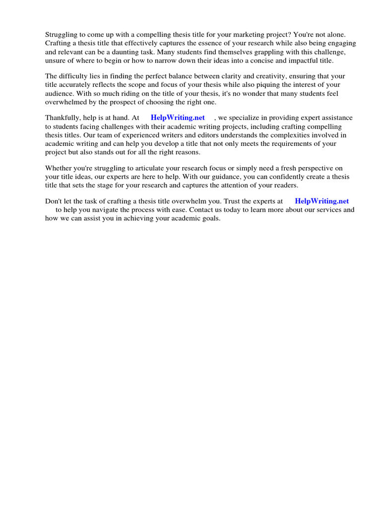 Thesis Title Examples For Marketing | PDF | Business
